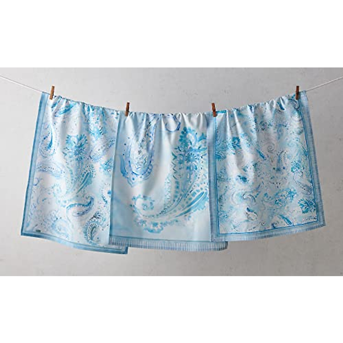 Maison d' Hermine Dish Towels 100% Combed Cotton Premium Easter Kitchen Towels Dishcloth for Home, Kitchen, Dining, Cocktail Parties & Camping, Paisley Blues - (Set of 3)