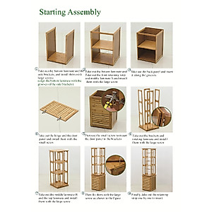 SHOUMANUAL Bamboo Rotating Bookshelf, 6-Tier Bookcase with Storage Cabinet & Doors, 360° Revolving Narrow Storage Display Rack Standing Shelves for Living Room Study Room Office (Teal)