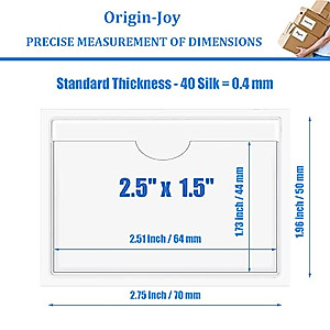 Origin-Joy 50 PCS Self-Adhesive Index Label Pockets, Clear Plastic Peel & Stick Card Holders with Top Open for Loading (2.5 x 1.5 inch)