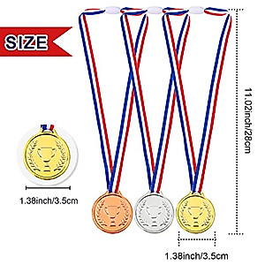 Pllieay 48 Pieces Plastic Winner Medals, Winner Award Medals, Gold Silver and Bronze Medals for Sports, Competition, Talent Show, Spelling Bee, Gymnastic Birthday Party Favors and Awards