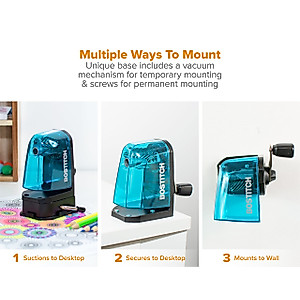 Bostitch Office Multi-Mount Manual Pencil Sharpener, Vacuum Mount or Screw Mount, Blue (MPS2-BLUE)