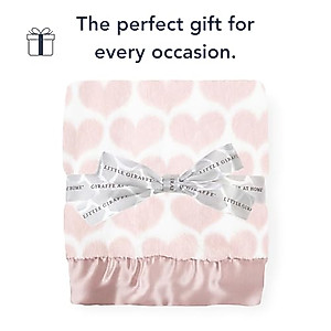 Little Giraffe Baby Blanket - Luxe Soft Blanket with Satin Trim - Baby Stroller Blanket - Newborn Baby Essentials & Baby Gifts - 29"x35" - Heart Army Dusty Pink
