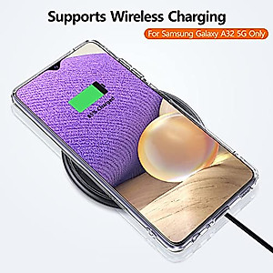 Rayboen for Samsung Galaxy A32 5G Case Diamond Clear Designed [Anti-Yellowing] Shockproof Phone Case, Hard Back & Soft TPU Bumper Hybrid Transparent Cover for Galaxy A32 5G Phone Case 6.5 inch