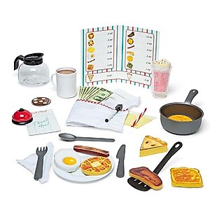 Melissa & Doug Star Diner Restaurant Play Set (41 pcs) - Pretend Play Food, Restaurant Toy Set With Cookware, Utensils For Kids, Diner Playset for Kids And Toddlers, Ages 3+