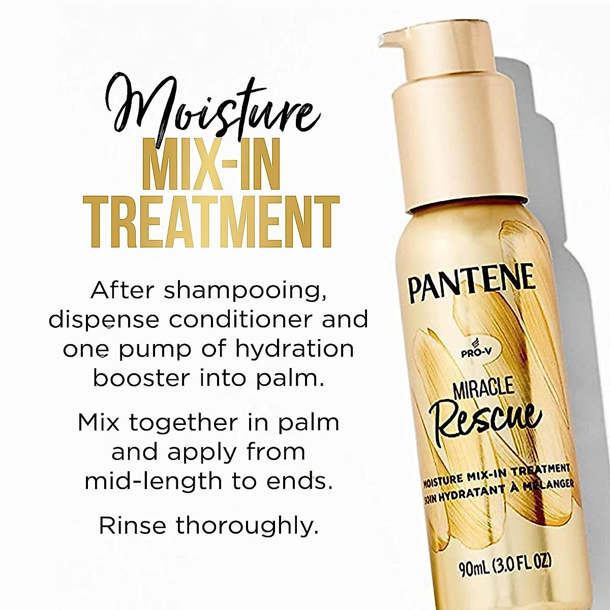 Pantene Hair Spray Miracle Rescue Leave In Conditioner Spray & Mix-In Treatment, Boost of Hydration for Damaged Hair, 5.7 Fl Oz and 3 Fl Oz Each