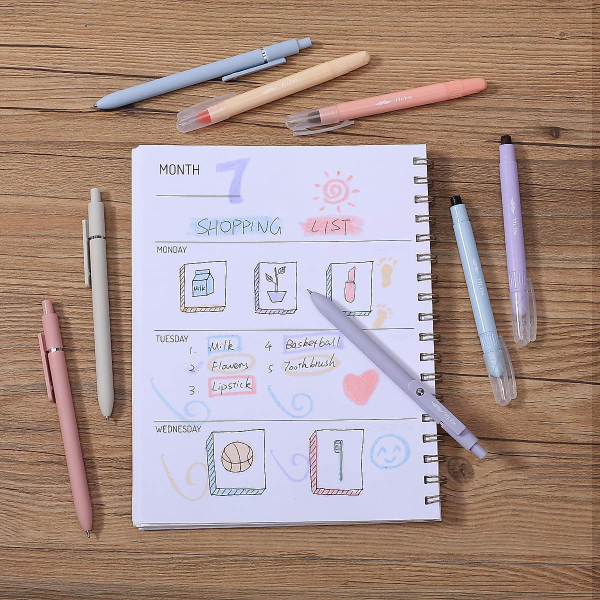 Mr. Pen- Bible Highlighters and Pens, 8 Pack, Pastel Barrel, Gel Highlighters, Gel Highlighter No Bleed Through, Bible Highlighters No Bleed, Bible Journaling Kit, Gel Pens and Highlighters