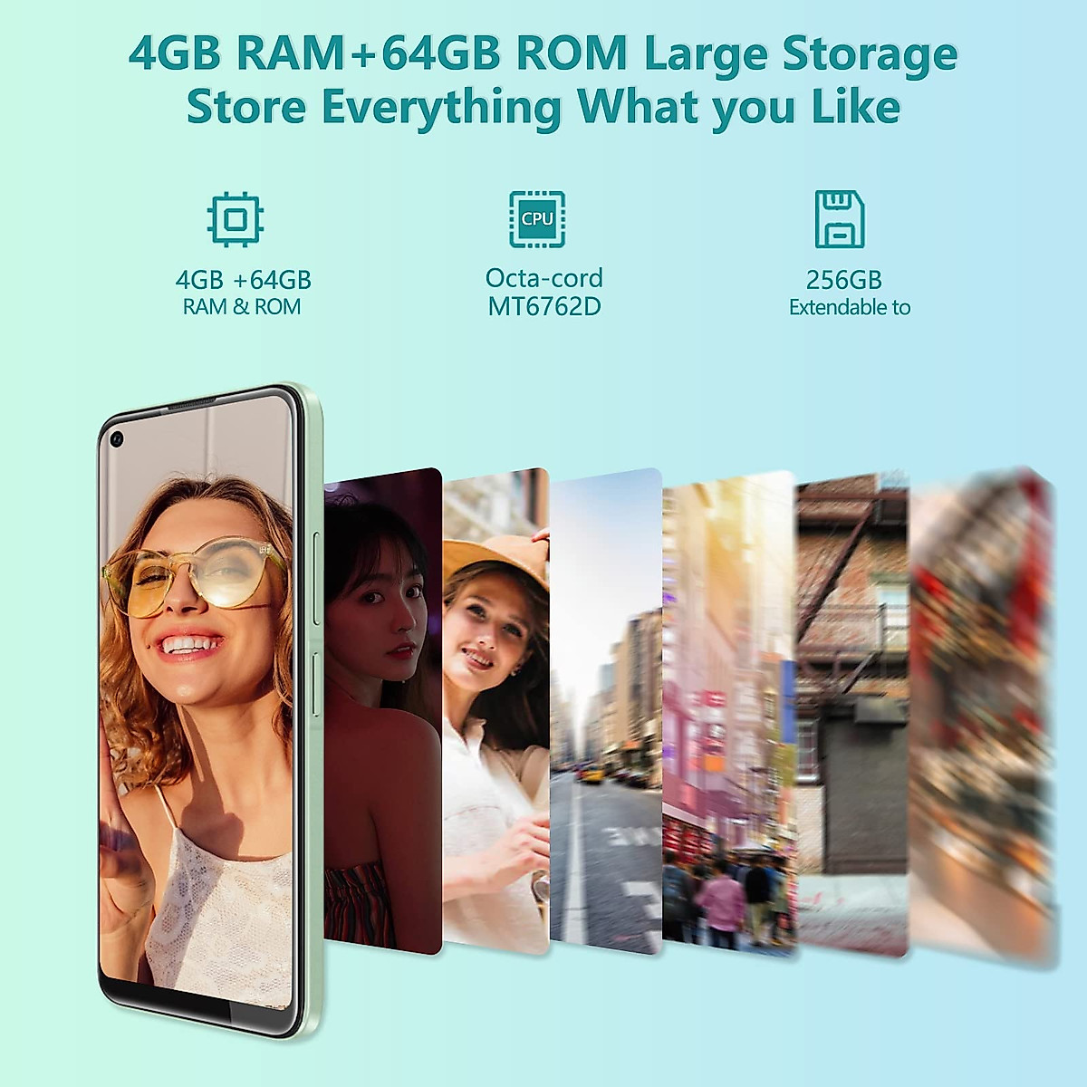 OUKITEL C21 Pro Unlocked Cell Phone, 6.4" HD+ Android 11 Unlocked Smartphone 4GB+64GB 256GB Expandable 21MP Camera 4000mAH Battery 4G Dual Sim Face/Fingerprint ID OTG (Green)