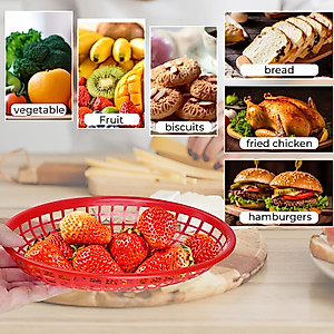 GothaBach 50 Pack Fast Food Baskets, Plastic Fast Food Restaurant Baskets, Bread Fry Baskets Serving Tray for Hot Dogs, Chicken, Burgers, Sandwiches, Fries (Red)