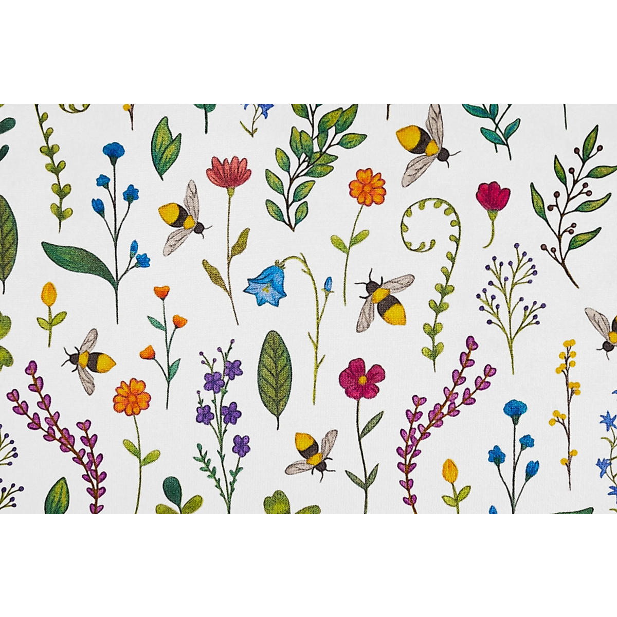 Spring Flower Print Hand Towel - Bumblebee Kitchen Towel - Bathroom Hand Towel - Cotton Terry Cloth - 15"x25"