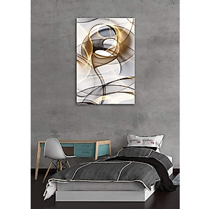 Abstract Wall Art Modern Abstract Wall Decor Gray And Gold Canvas Picture Painting Kitchen Prints Pictures for Home Living Dining Room