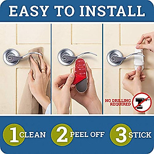 Improved Childproof Door Lever Lock (6 Pack) Prevents Toddlers from Opening Doors. Easy One Hand Operation for Adults. Durable ABS with 3M Adhesive Backing. Simple Install (White, 6-Pack)