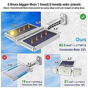ropelux Solar Outdoor Lights, Motion Sensor Outdoor Lights Double Big Solar Panels, IP65 Waterproof and 5 Modes, 218LEDs High Brightness Wider Illuminated Area Flood Lights for Street