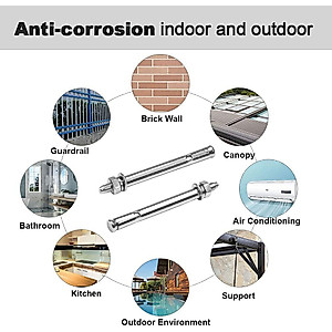 MroMax M6x60mm 304 Stainless Steel Expansion Bolts Hex Nuts Sleeve Anchor Fastener for Fence Home Installation Air Conditioning 4pcs