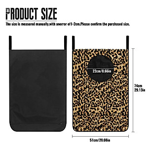 Mintulipy Over the Door Hanging Laundry Bag with Zipper Leopard Printed Hanging Laundry Hamper Bag Best Choice for Holding Dirty Clothes and Saving Space
