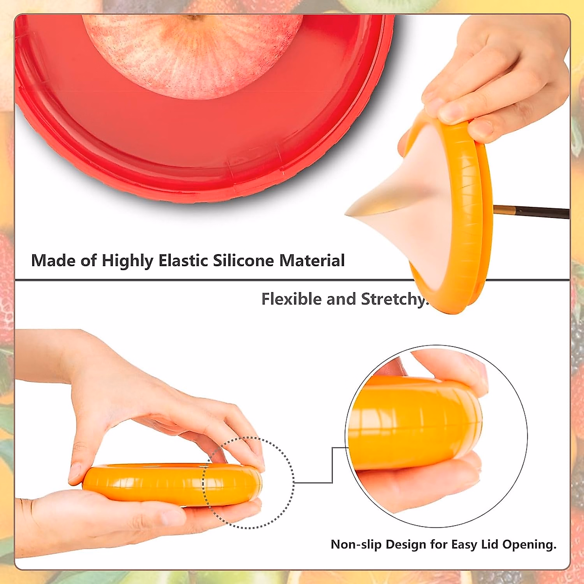 Yawpig Silicone Food Containers - Reusable Fruit & Veggie Storage Boxes (4 Pcs)