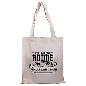 BDPWSS Anime tote bag for women Anime Lover Gifts I Only Care About Anime And Like Maybe 3 People Gift (Care about anime TG)