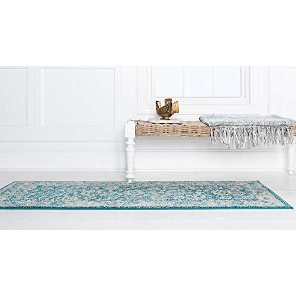 Unique Loom Penrose Collection Distressed Traditional Vintage Floral Area Rug, 2 ft 2 in x 6 ft, Turquoise/Beige