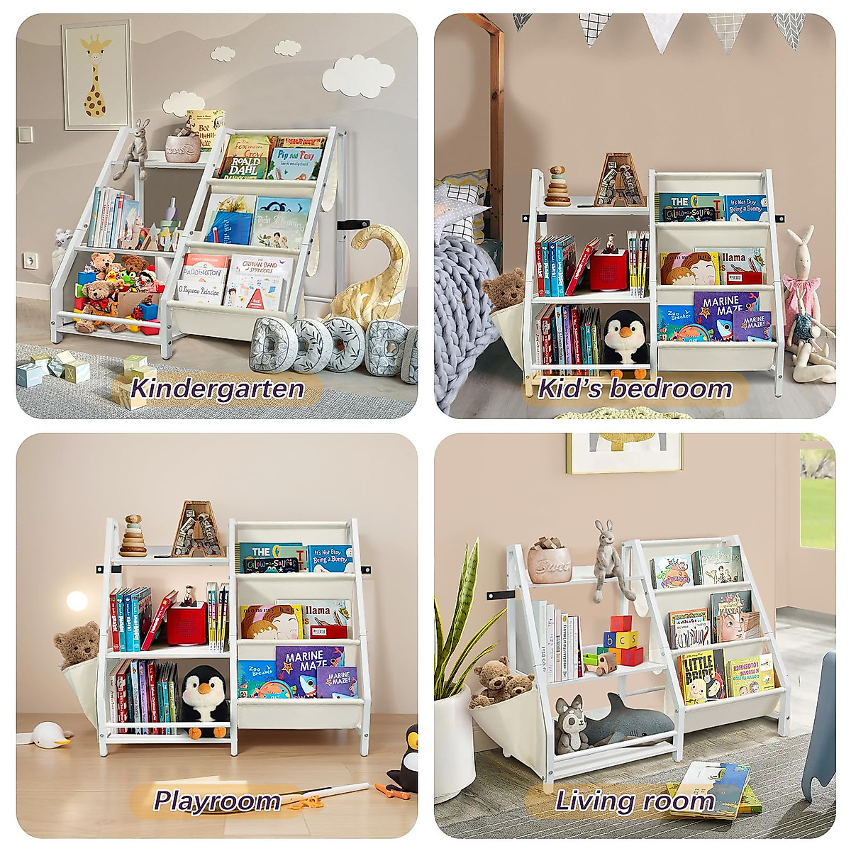 LAKEEN 3 Tier Kids Bookshelf and Toy Storage,Baby Toddler Bookshelf, Kids Bookcase, Toy Storage Organizer with Bookshelf,Montessori Bookshelf for Kids Rooms, Playroom, Nursery, Bedroom(White)