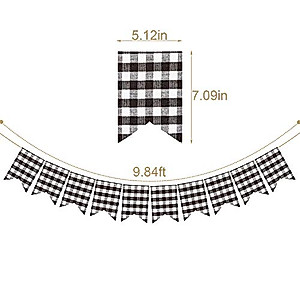Rainlemon Buffalo Check Plaid Banner Black and White Ginyham Garland Fireplace Mantle Decoration Supply
