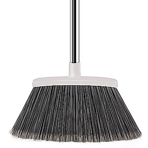Upgraded Extra-Large Upright Broom - 56.7" Length, Gray Broom Flowering Bristles for Enhanced Indoor and Outdoor Cleaning - Stainless Steel Handle - Cleaning Solution for Home, Kitchen, and Office