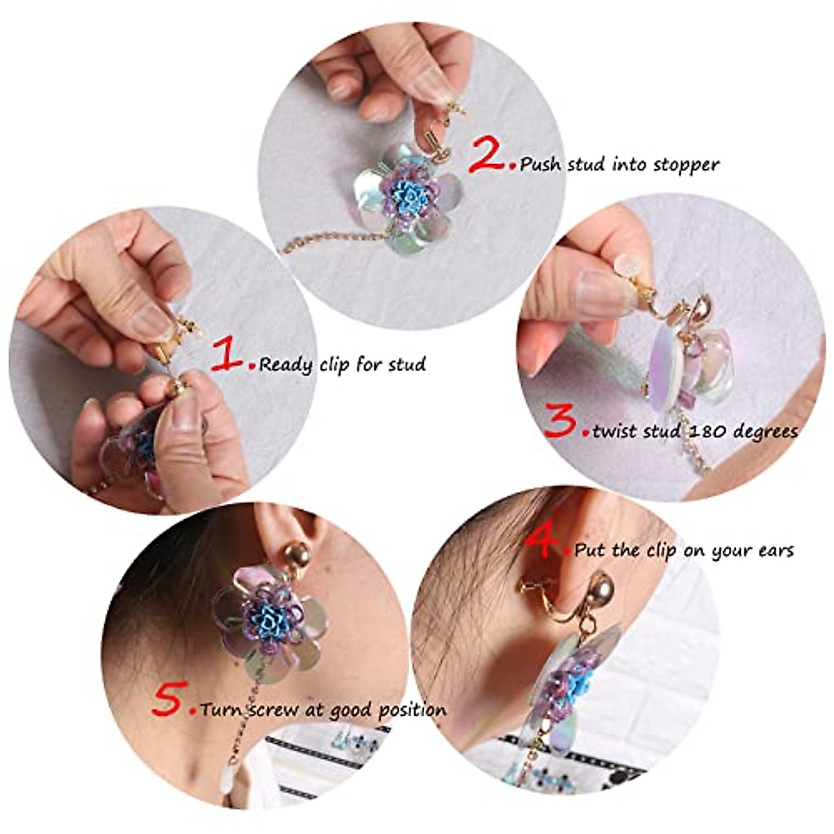 Golden Clip on Earring converters with Silicon Earring Pads, 16pcs Hypoallergenic Round Flat Back Tray Earring Clips Easy Open Loop DIY Earring Making for Women Men Girls Non-Pierced Ears