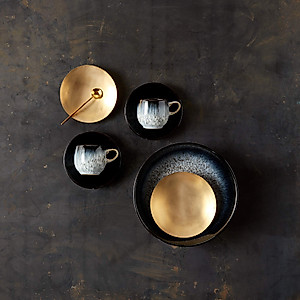 Denby Halo 4 Piece Pasta Bowl Set, Stone, Grey, 9.5 x 23 x 22.3 cm