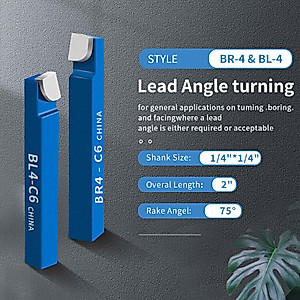 SENDUO 10PCS 1/4" Metal Lathe Tooling Carbide Tip Tipped Cutter Tool,C6 Bit Cutting Set,for Metal Lathe Turning, Boring, and Chamfering