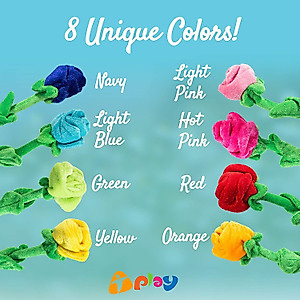 T play Rose Flower Plush Kids : Bendable Stem Stuffed Toy - Soft Felt Bendy Bouquet Set