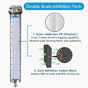 Hansing Whole House Water Softener System, High Efficiency Water Descaler, Heavy Duty Hard Water Filter, Reduce Scale and Chlorine for Heater, Shower Head, Dishwasher, Kitchen Sink and Laundry