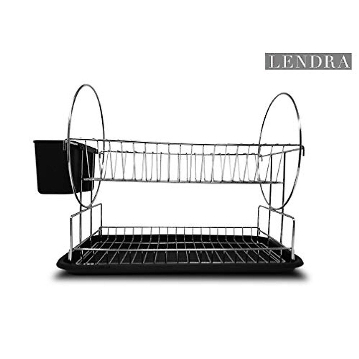 Dish Drying Rack, and Drain Board Set - Chrome 2-Tier Dish Rack, With Removable Drainboard and Utensil Holder - Dish Drainer For Kitchen Countertop or Sink - Great Kitchen/Dishes Organizer By-Lendra