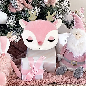 MON AMI Reindeer Accent Decor Plush Pillow, Huggable Deer Shaped Pillow, Plush & Decorative Accessory Cushion for Child’s Bed or Crib, Pink,16"