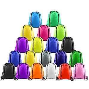 KUUQA 20 Pcs Drawstring Backpack Sport Bags String Bag Sack Cinch Gym Backpack Bulk for School Gym Sport or Traveling，Colorful