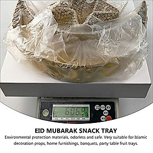 PRETYZOOM 2pcs Crescent Moon Star Tray Ramadan Eid Mubarak Trays Platters Moon Star Dinner Plate Tableware Dessert Food Serving Tray Ramadan Muslim Islamic Party Supply Golden