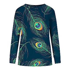 Mittory Womens Casual Printed Loose Pullover Sweatshirt Long Sleeve Fall Crewneck Tops Shirts