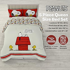 Franco Peanuts & Snoopy Classic Pals Super Soft Comforter and Sheet Set, 5 Piece Queen Size, (Official Licensed Product) Collectibles