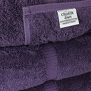 Chakir Turkish Linens 100% Cotton Premium Turkish Towels for Bathroom | 27'' x 54'' (4-Piece Bath Towels - Plum)