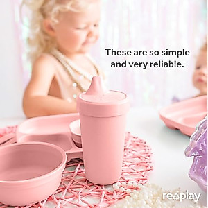 Re-Play Made in USA 10 Oz. Sippy Cups for Toddlers, Pack of 1 - Reusable Spill Proof Cups for Kids, Dishwasher/Microwave Safe - Hard Spout Sippy Cups for Toddlers 3.13" x 6.25", Blush