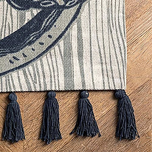 nuLOOM Thomas Paul Printed Octopus Over Board Tassel Area Rug, 5' x 8', Ivory