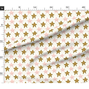 Spoonflower Fabric - Stars Pink Gold Star Smile Cute Printed on Petal Signature Cotton Fabric by The Yard - Sewing Quilting Apparel Crafts Decor