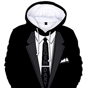 Thenlian Women Men Christmas Suit Pattern 3D Print Long Sleeve Caps Sweatshirt Pullover Hooded Sweater(XL, Black)