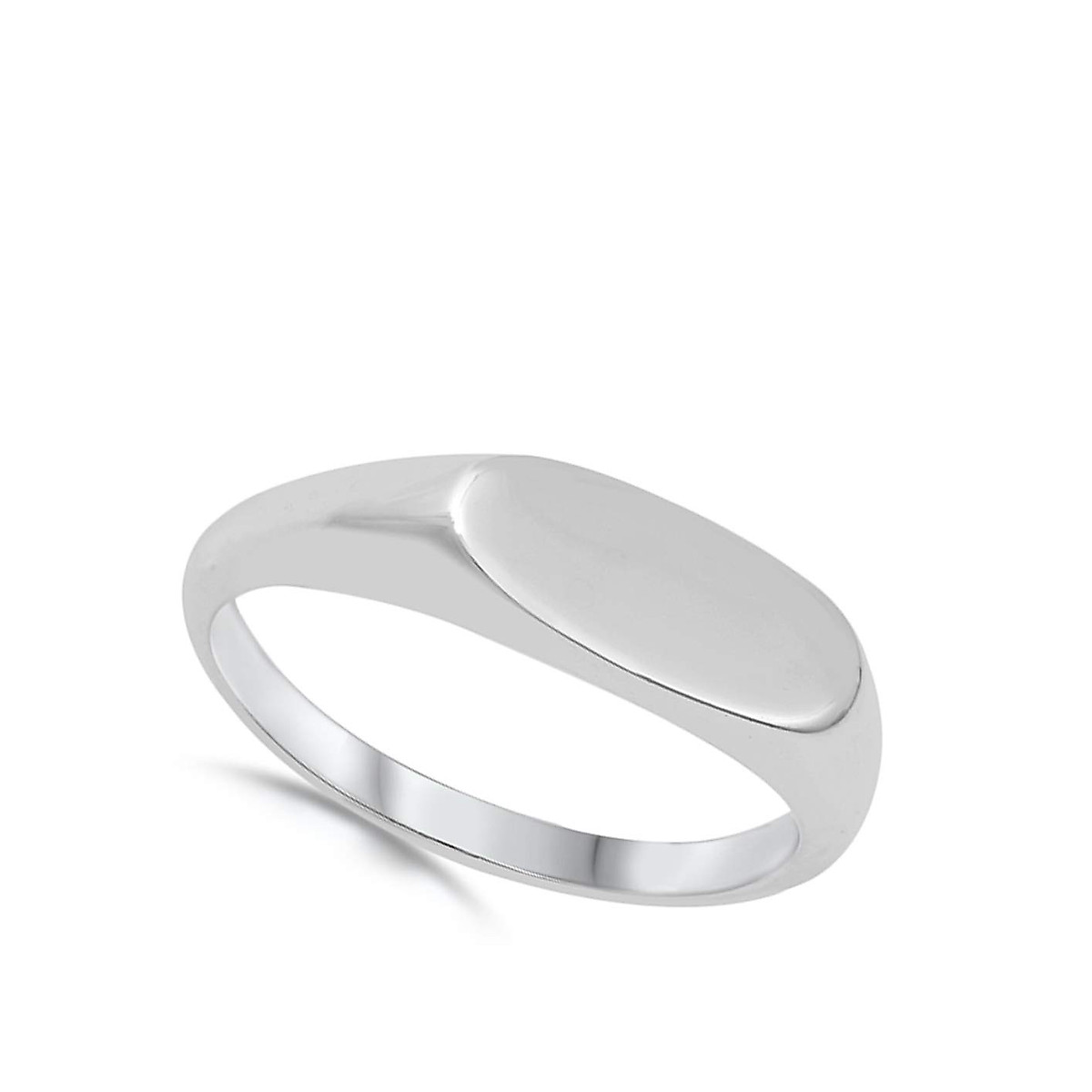 Modern Oval Engravable Signet .925 Sterling Silver Band Size 4