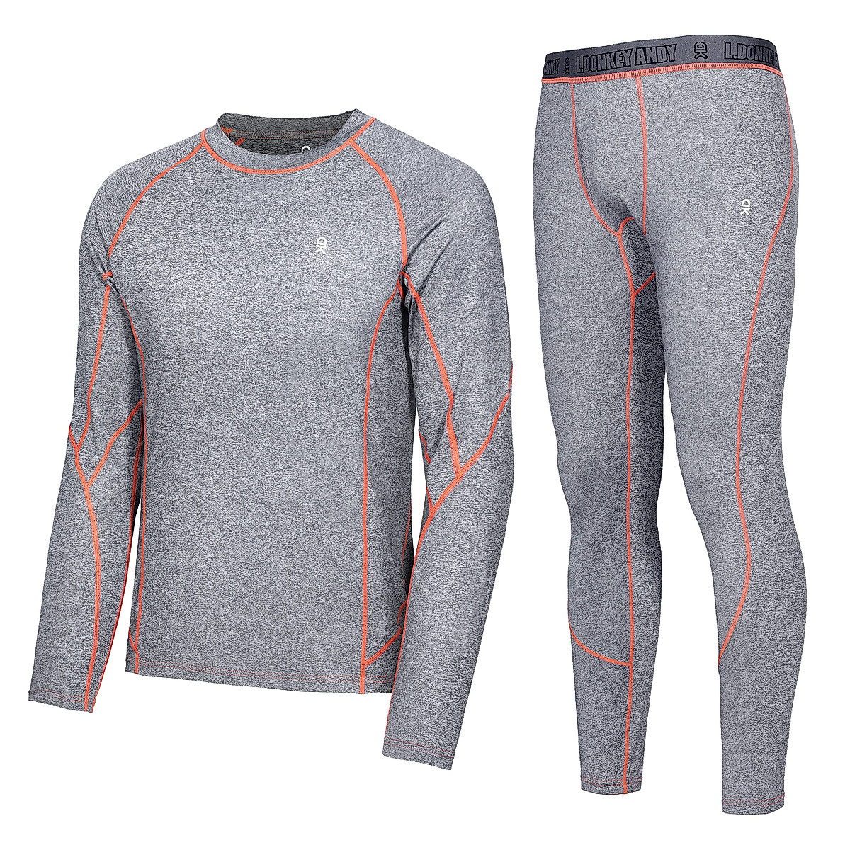 Little Donkey Andy Men's Thermal Underwear Set Performance Base Layer Wicking Active Long Johns Top & Bottom with Fly Gray XL