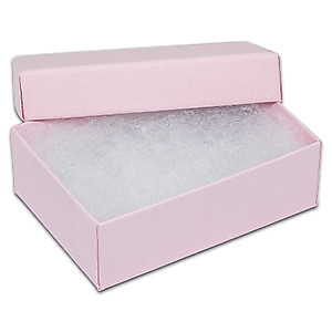 TheDisplayGuys - 100-Pack #32 Cotton Filled Cardboard Paper Jewelry Boxes Gift Case - Pastel Pink (3.3" x 2.3" x 1.0") - for Shipping or Storage