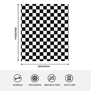 Black White Race Checkered Flag Throw Blanket, Ultra Soft Microplush Bed Blanket, All Season Microfiber Fleece Throw for Bed Chair Sofa Couch Bedroom 60"X50"