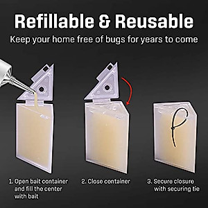 Exterminator’s Choice - Bug Bistro - Reusable Ant and Cockroach Bait Box - Serves Bugs Their Last Meal - Keeps Bait Contained But Available for Bugs - 2 Pack