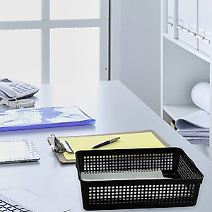 Hommp 6-Pack Plastic Paper Storage Baskets Trays, Black A4 Storage Basket