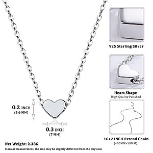 ChicSilver 925 Sterling Silver Necklace for Women Tiny Small Heart Necklace Endlessness Love Dainty Necklace - 16"