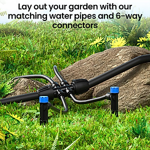 MIXC 50 FT 1/2 Inch Drip Irrigation Tubing Kit:Premium Garden and Landscape Watering System with 4 Quick Connector 4-Way Connector