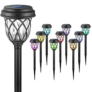 EXCMARK 10 Pack Color Changing Solar Lights Outdoor Decorative for Garden Pathway Walkway, Solar Outdoor Decorations for Patio Garden Christmas.