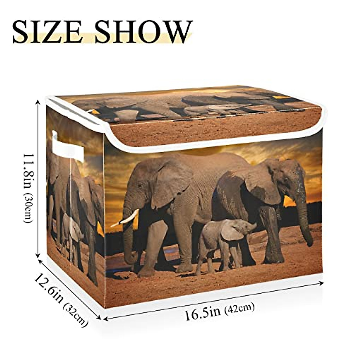 innewgogo African Elephant Storage Bins with Lids for Organizing Closet Organizers with Handles Oxford Cloth Storage Cube Box for Pets Toys